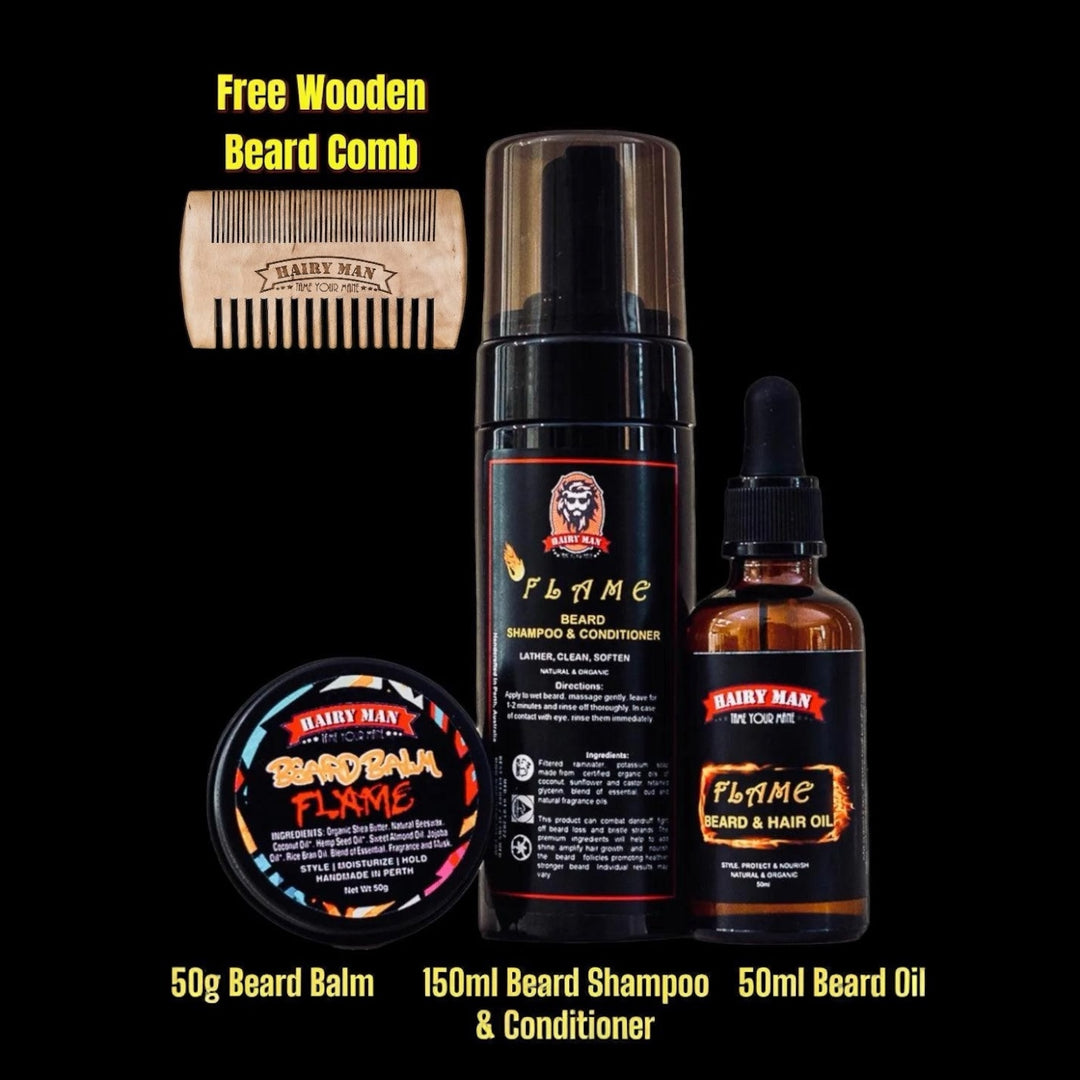 Beard Pack | Beard Oil, Balm, Beard Shampoo, Conditioner – Hairy Man Care