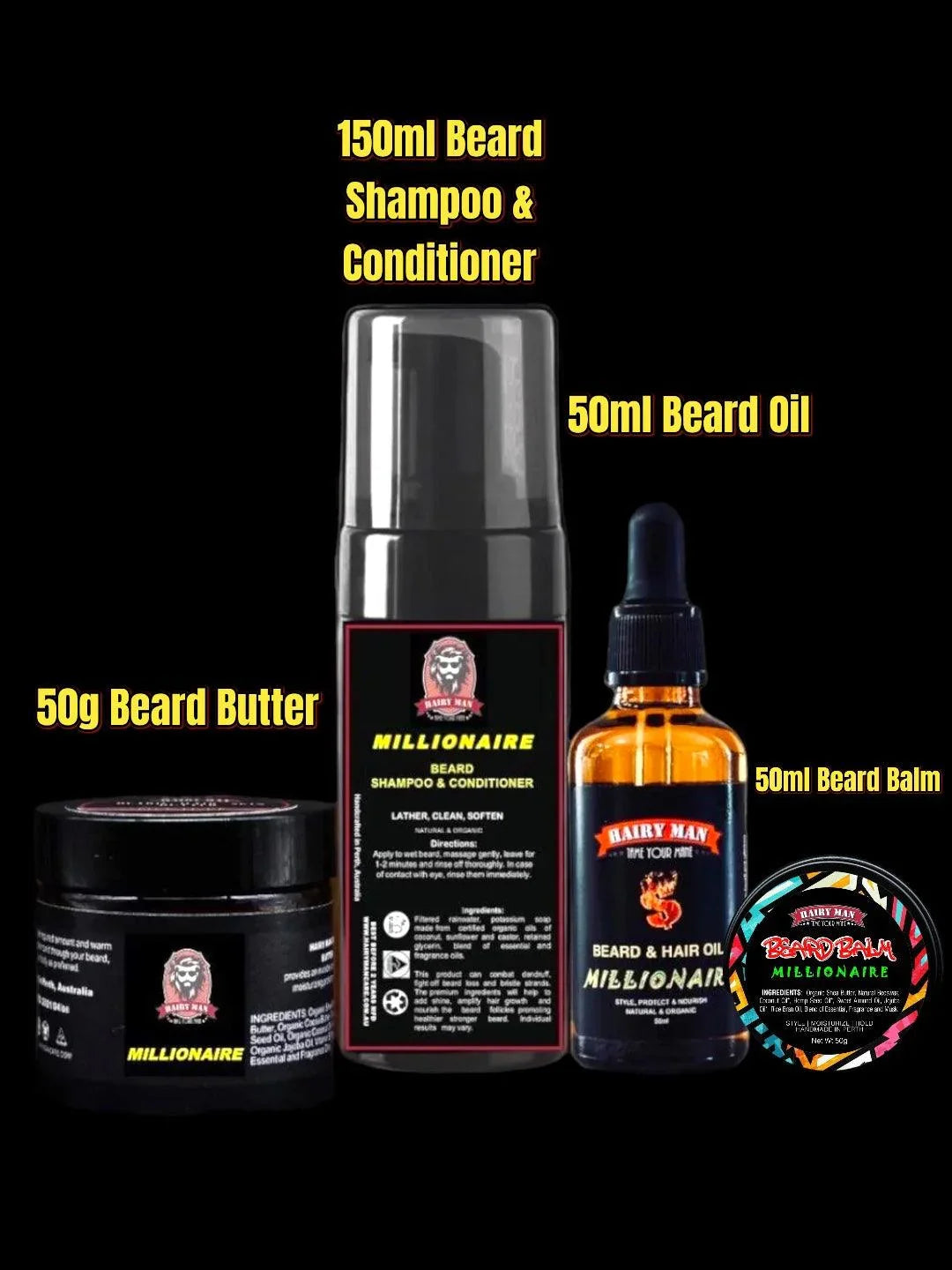 Beard Pack | Beard Oil, Balm, Butter, Shampoo & Conditioner – Hairy Man ...